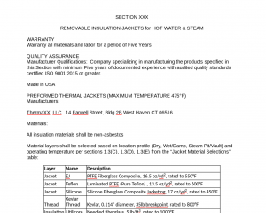 Section 15260 Product Specifications Hot Water & Steam - Thermaxx Jackets